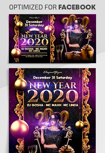 Purple Glow New Year 2020 Facebook Premium Social Media Template PSD ...