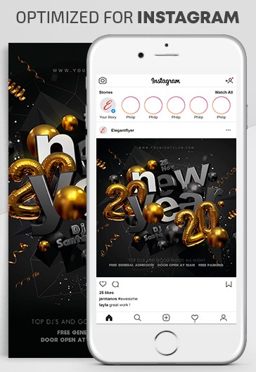 Black Exclusive New Year 2020 Instagram Premium Social Media Template PSD