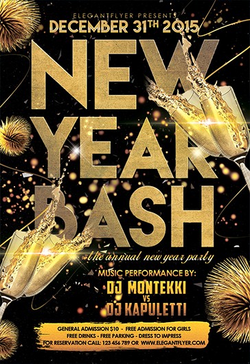 New Year Bash Poster Template - 10017613 | by ElegantFlyer