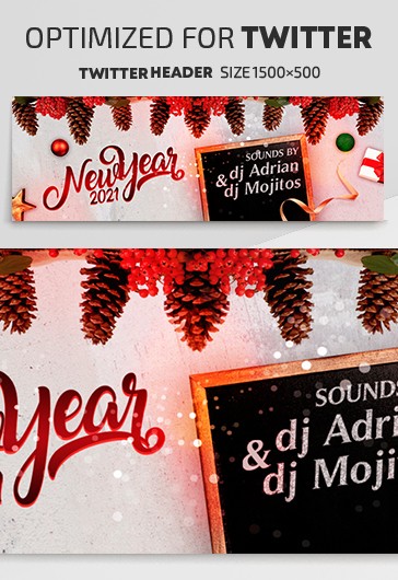 New Year - Free Twitter Header PSD Template - 10028530 | by ElegantFlyer