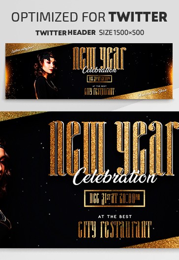 New Year - Free Twitter Header PSD Template - 10028998 | by ElegantFlyer
