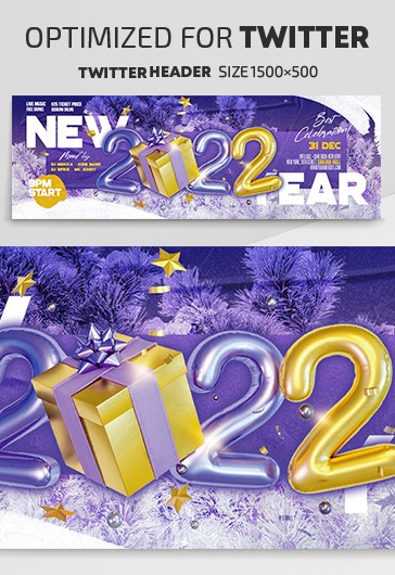 New Year - Free Twitter Header PSD Template - 10031819 | by ElegantFlyer