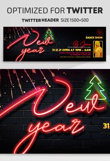 New Year Party - Free Twitter Header PSD Template - 10031916 | by ...