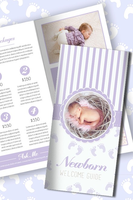 Purple Simple Newborn Premium Brochure Template PSD | by Elegantflyer