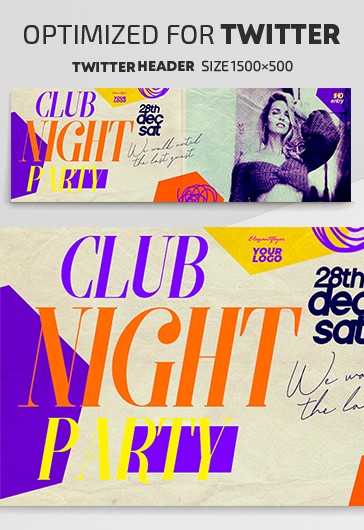Night Club - Free Twitter Header PSD Template - 10031680 | by ElegantFlyer