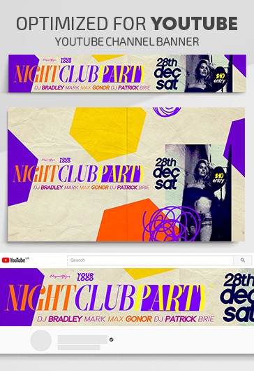 Night Club - Free Youtube Channel banner PSD Template - 10031679 | by ...