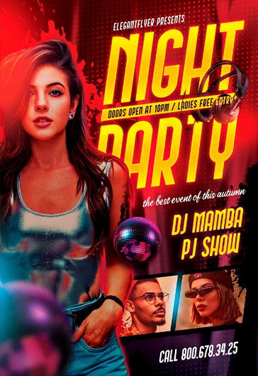 Blue Vintage and Retro Vintage Club Night Poster Free Poster Template PSD