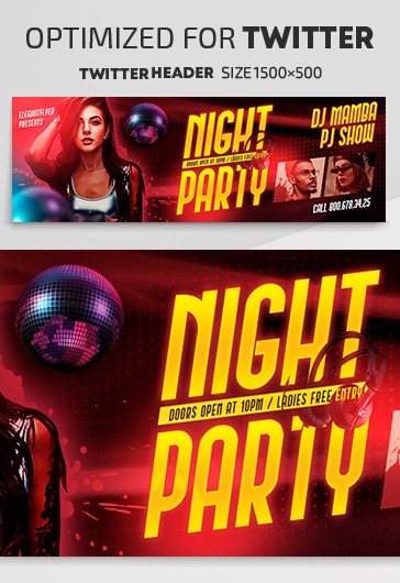 Night Club - Twitter Header PSD Template - 10028325 | by ElegantFlyer
