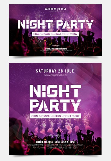 Purple Creative Night Party Facebook Premium Social Media Template PSD