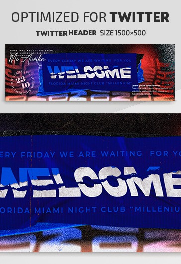 Blue Creative Night Party Twitter Premium Social Media Template PSD ...