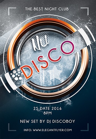 Blue Creative Nu Disco Premium Flyer Template PSD | by Elegantflyer