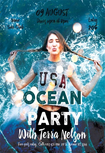 Blue Bright Ocean Party Premium Flyer Template PSD | by Elegantflyer