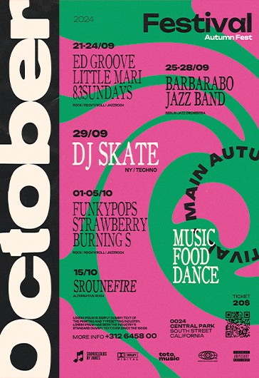 Pink Vintage and Retro October Festival Free Flyer Template PSD | by ...