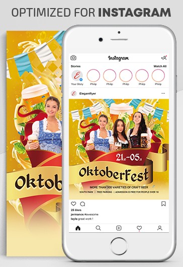 Yellow Bright OctoberFest Instagram Premium Social Media Template PSD ...