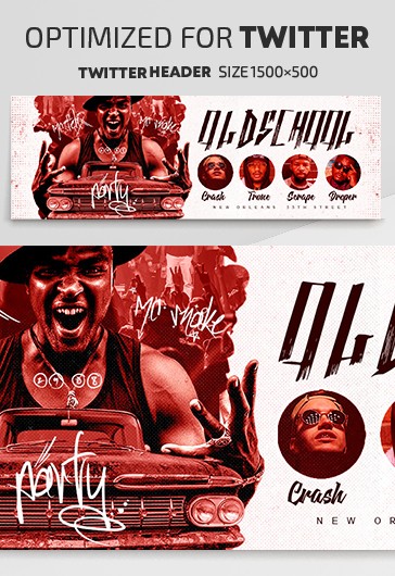 Red Simple Oldschool Party Twitter Premium Social Media Template PSD ...