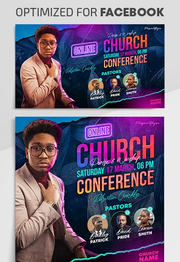 Purple Creative Online Church Conference Premium Social Media Template PSD