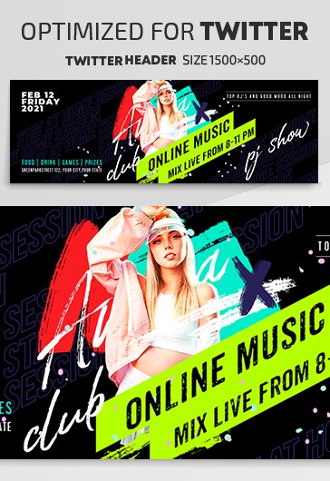 Online Music - Free Twitter Header PSD Template - 10029343 | by ...