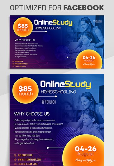 Online Study - Free Facebook Cover Template in PSD + Post + Event cover ...