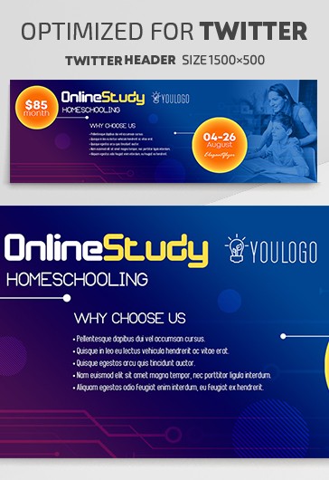 Online Study - Free Twitter Header PSD Template - 10030416 | by ...