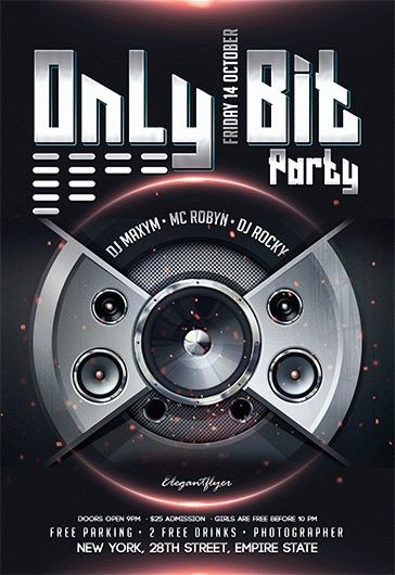 Black Dark Only Bit Party Premium Flyer Template PSD | by Elegantflyer
