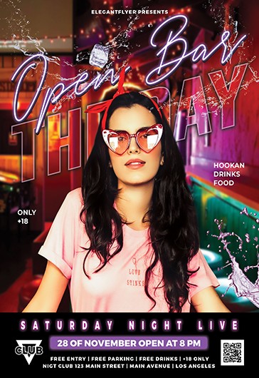 Multicolor Colorful Open Bar Free Flyer Template PSD | by Elegantflyer