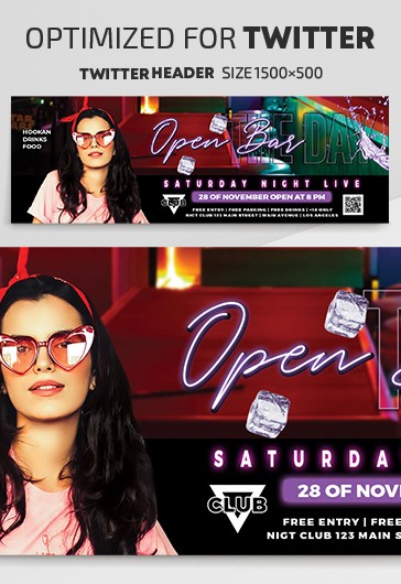 Open Bar - Free Twitter Header PSD Template - 10031366 | by ElegantFlyer
