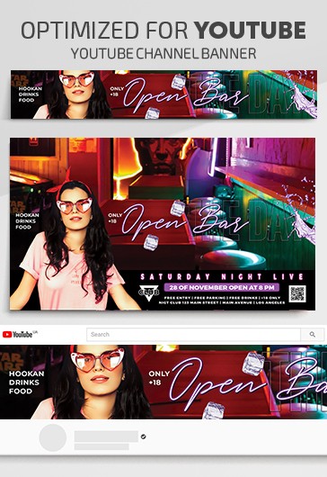 Open Bar - Free Youtube Channel banner PSD Template - 10031367 | by ...