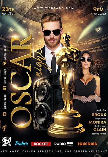 Black and Gold Luxury Oscar Night Party Premium Flyer Template PSD | by ...