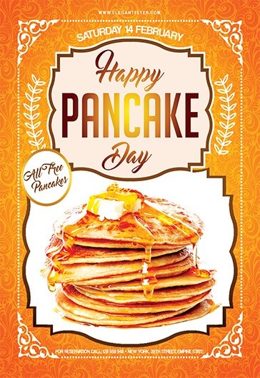 Orange Bright Pancake Day Premium Flyer Template PSD | by Elegantflyer