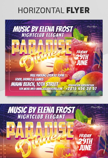 Multicolor Bright Paradise Dinner Free Flyer Template PSD | by Elegantflyer