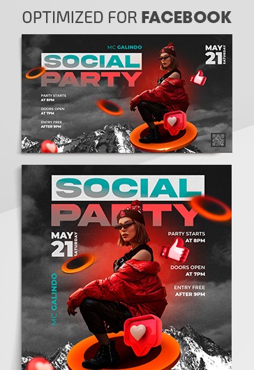Gray Creative Party Premium Social Media Template PSD | by Elegantflyer