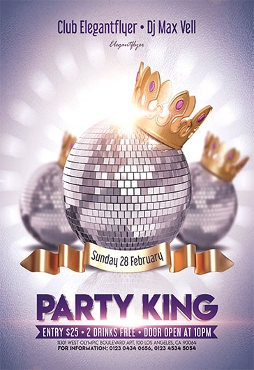 White Exclusive Party King Premium Flyer Template PSD | by Elegantflyer