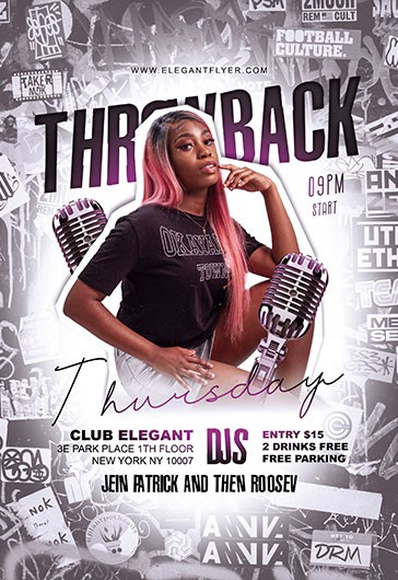 White Black & White Throwback Thursday Party Free Flyer Template PSD ...