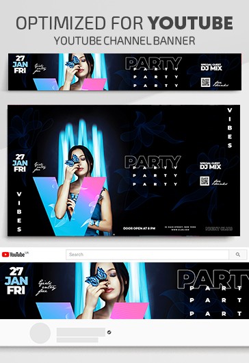 Party Vibes - Free Youtube Channel banner PSD Template - 10032093 | by ...