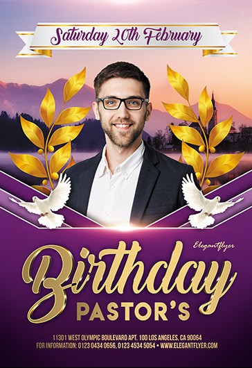 Blue Dark Pastor's Appreciation Free Flyer Template PSD | by Elegantflyer