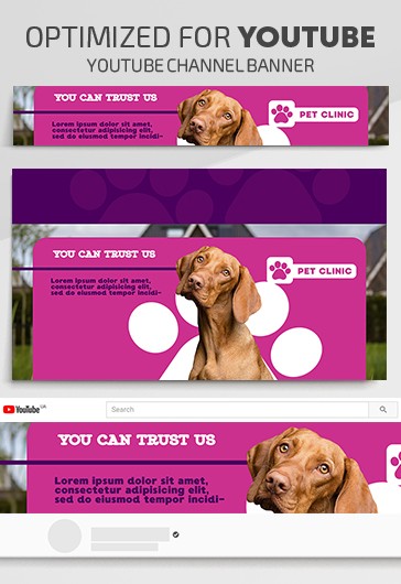 Pink Simple Pet Clinic Youtube Free Social Media Template PSD | by ...