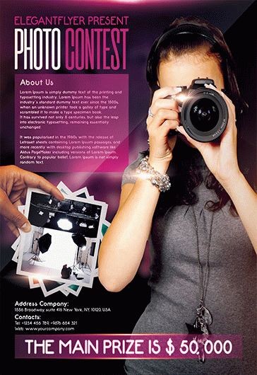 Pink Simple Photo Contest Premium Flyer Template PSD | by Elegantflyer
