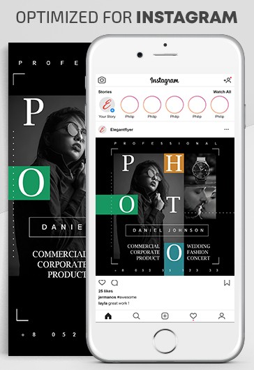 Black Professional Photography Instagram Premium Social Media Template PSD
