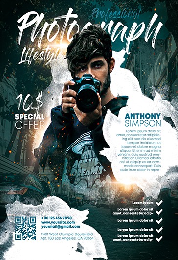 Black Simple Simple Photography Free Flyer Template PSD | by Elegantflyer