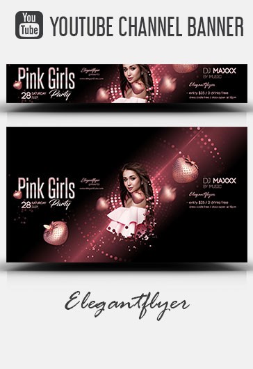 Black Luxury Pink Girls Party Youtube Premium Social Media Template PSD
