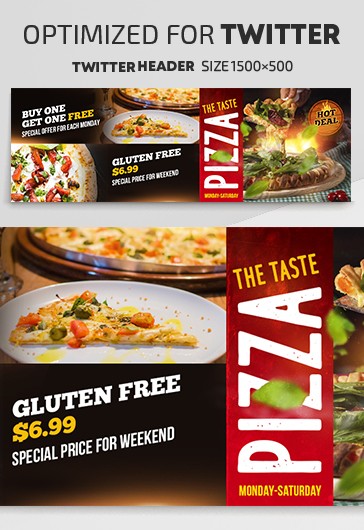Black Professional Pizza Twitter Premium Social Media Template PSD | by ...