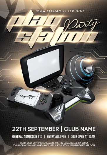 Play Station Party - Flyer PSD Template - 10021936 | by ElegantFlyer