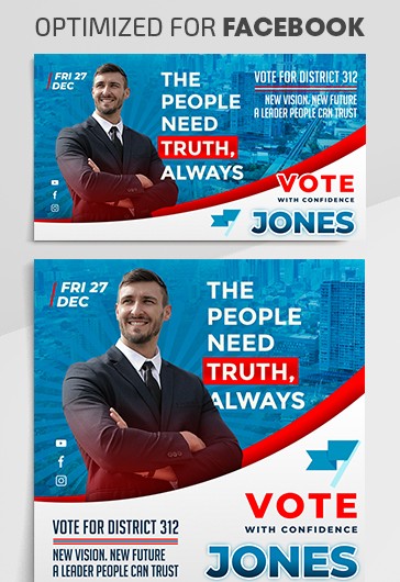 Blue Professional Political Facebook Premium Social Media Template PSD