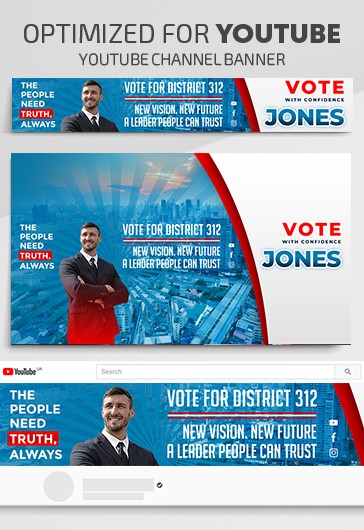 Blue Simple Political Youtube Premium Social Media Template PSD | by ...