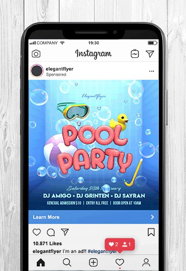 Blue Watercolor Pool Party Premium Instagram Stories Template Animated