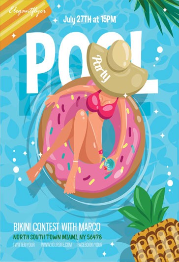 Free Pool Party Flyers | elegantflyer.com