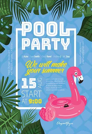 Free Pool Party Flyers | elegantflyer.com