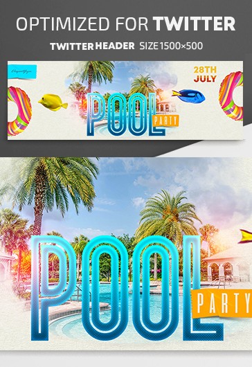 Pool Party - Free Twitter Header PSD Template - 10030539 | by ElegantFlyer