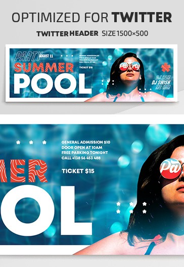 Pool Party - Free Twitter Header PSD Template - 10027566 | by ElegantFlyer
