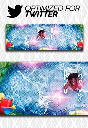 Blue Creative Pool Saturday Twitter Premium Social Media Template PSD ...